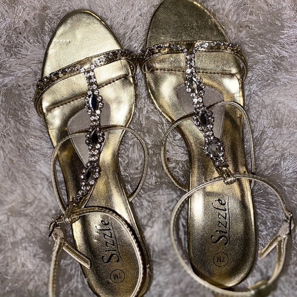 Sizzle | Shoes | Gold Rhinestones Heels | Poshmark